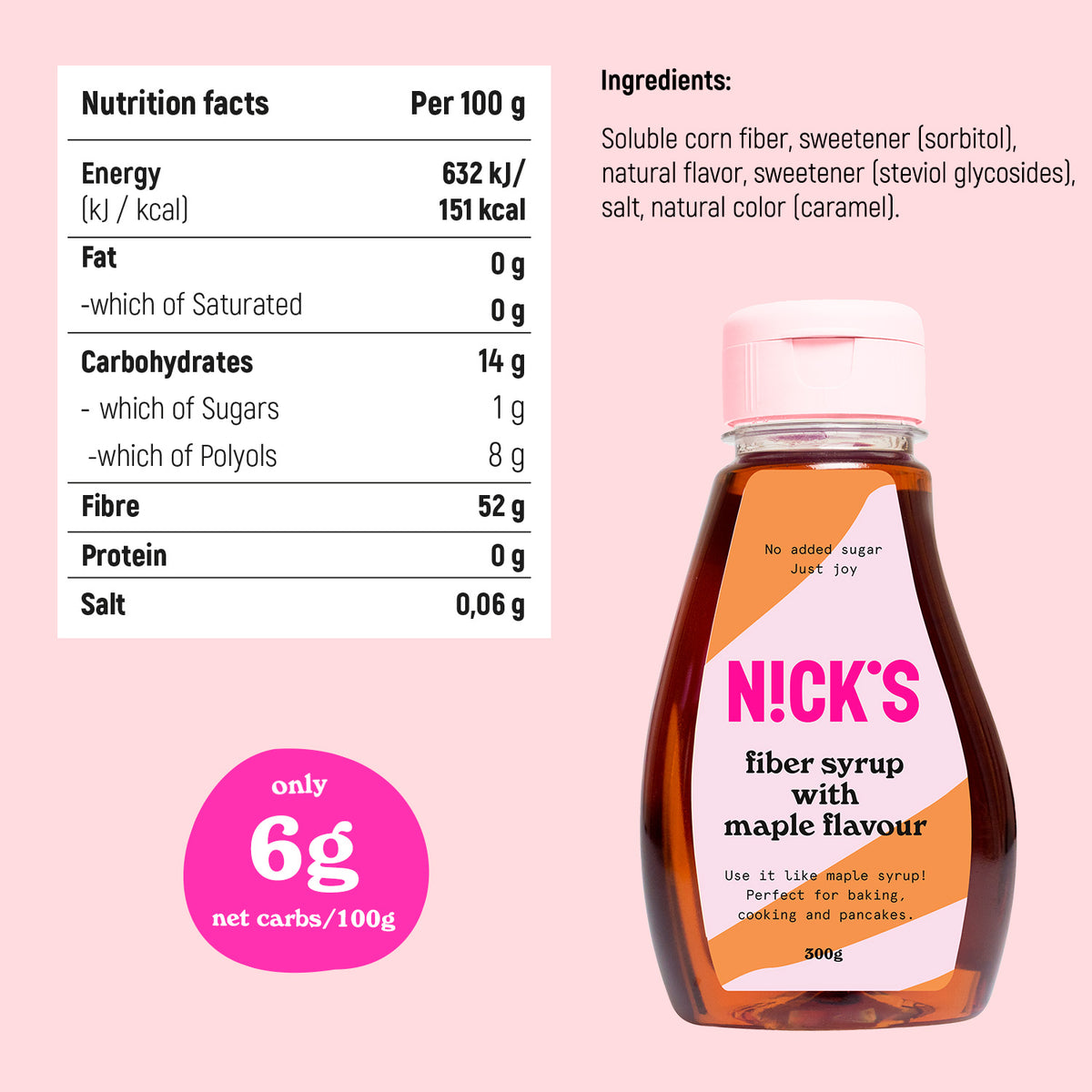 Fiber Syrup Maple Flavor | No added sugar – N!CK'S UK