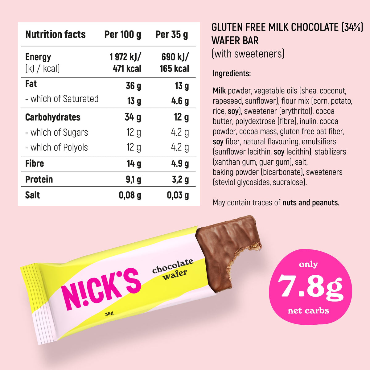 Chocolate Wafer | Wafer bar without added sugar – N!CK'S UK
